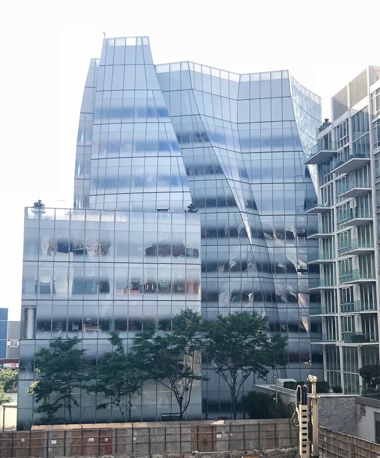 Aqua and Coral Imagery: Blue-Grey Asymmetrical Architecture and Design