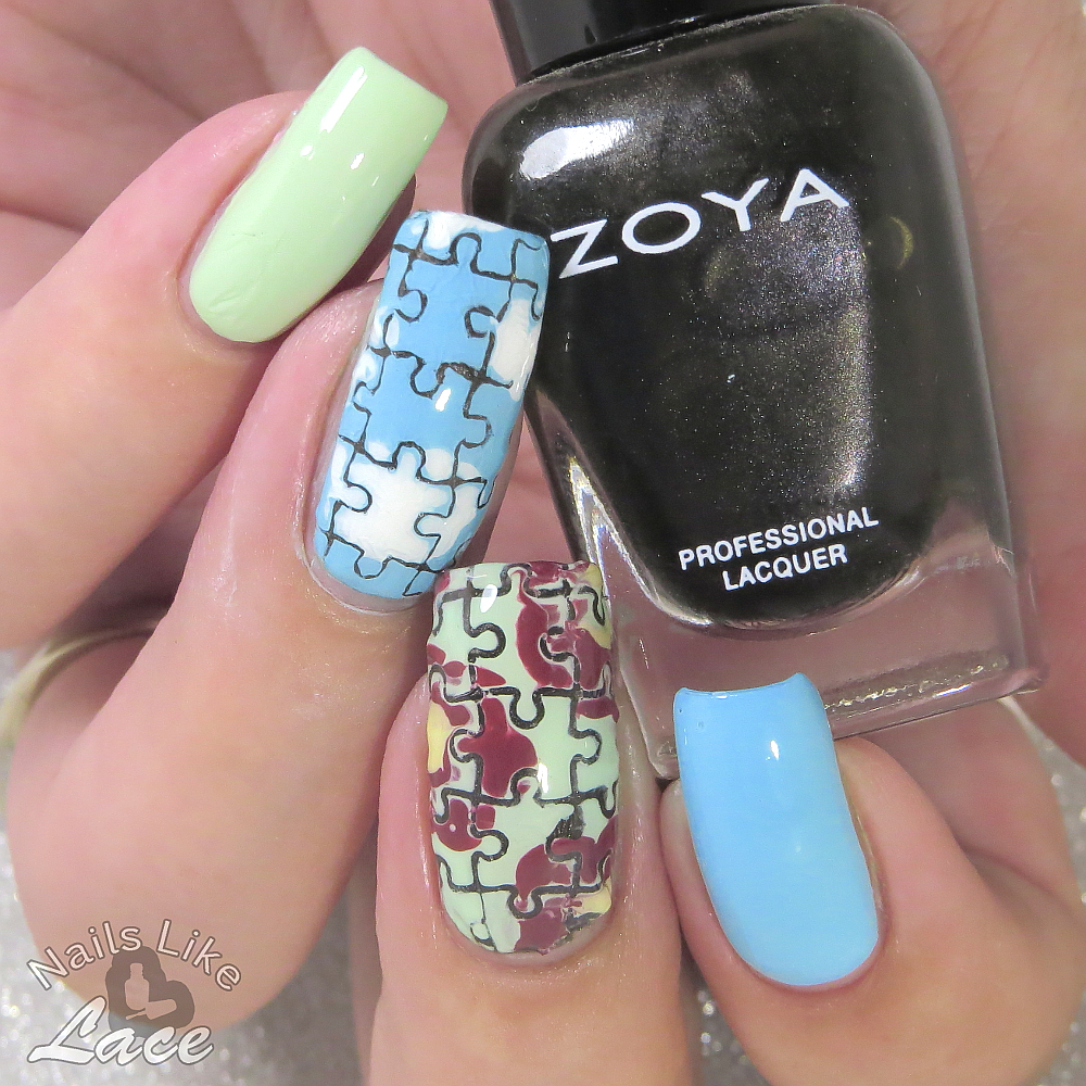 NailsLikeLace: Jigsaw Puzzle Nails: Nail Vinyl Experiment
