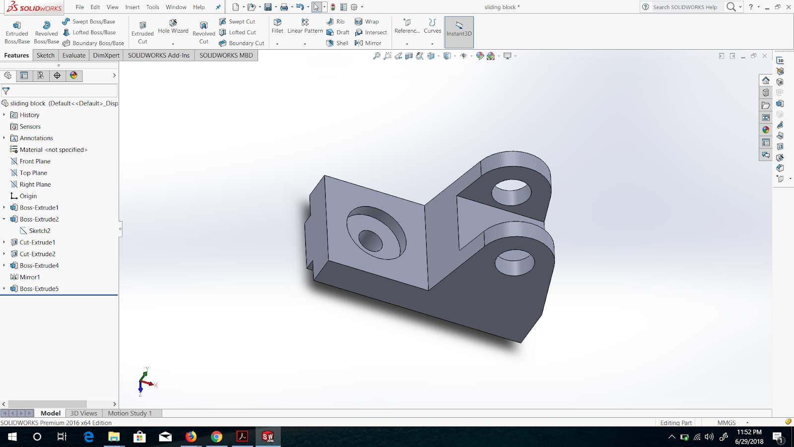 Sliding Block - Solidworks CAD
