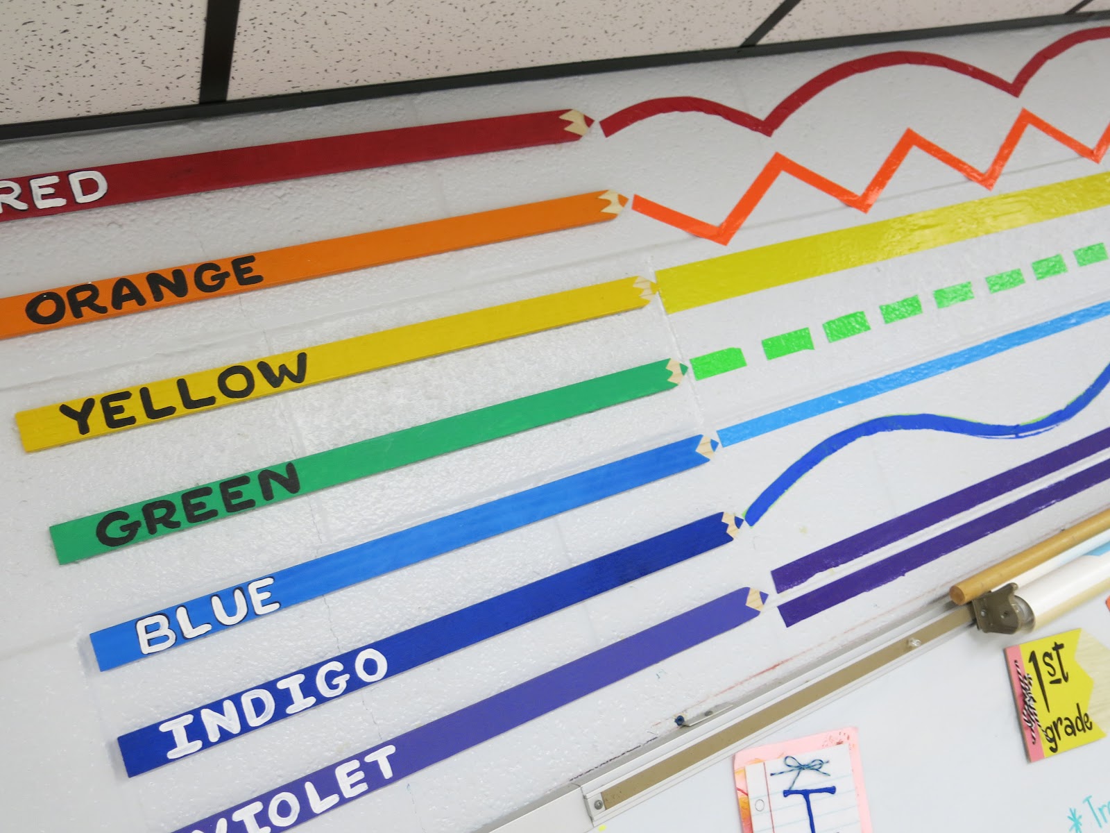 Cassie Stephens: How to Decorate an Art Room: Line and Color Wall!