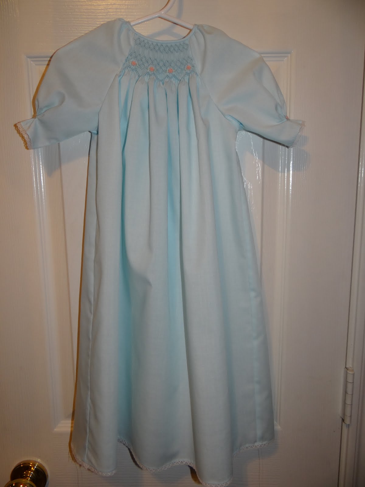 Smock, Sew and Be Merry: Blue Daygown for a Baby Girl