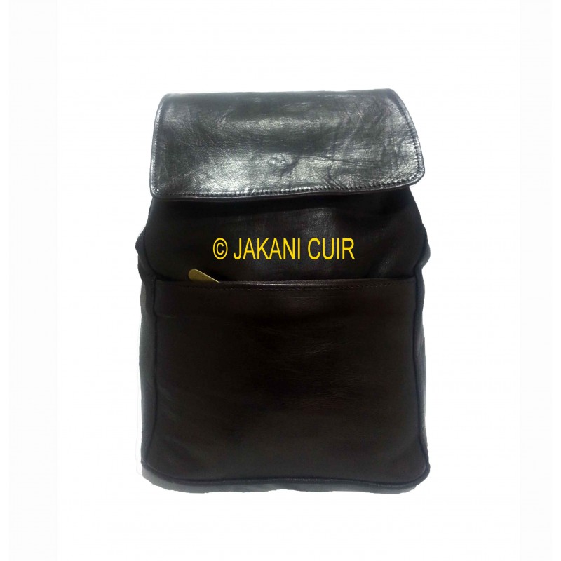 Jakani Cuir Nature: Moroccan Drack Brown Leather Backpack