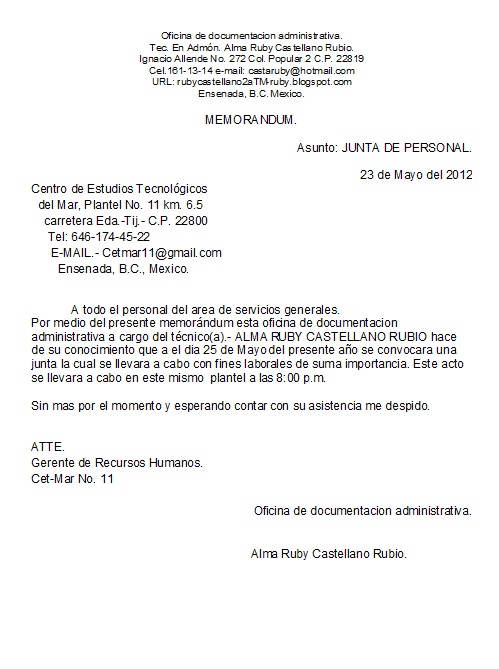 Guia didactica. Documentacion Administrativa: Estructura del memorandum ...
