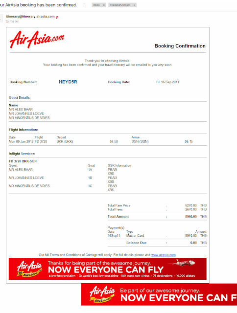 Example Booking Confrimation Air Asia