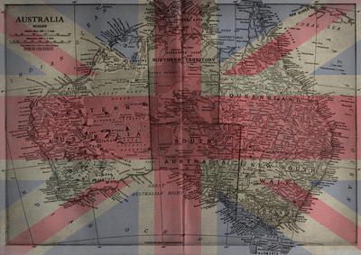 Printable Vintage Australian Map with Union Jack