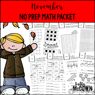 Kelly McCown: November NO PREP Math Packet - 6th Grade