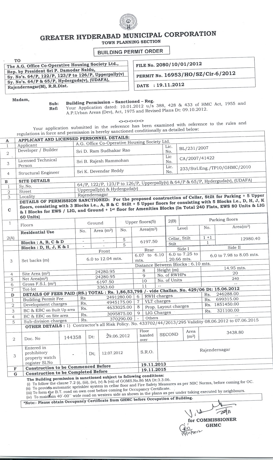 A G OFFICE CO-OPERATIVE HOUSING SOCIETY LTD: November 2012