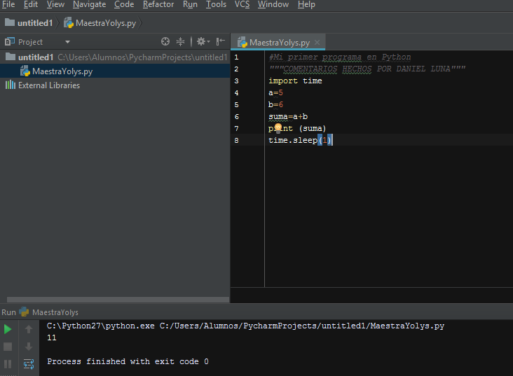 ISC Daniel Luna Gómez: Utilizando CMD Python y PyCharm.