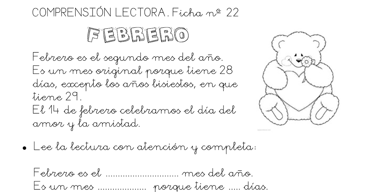 ¿Qué puedo hacer hoy?: Comprensión lectora: Febrero