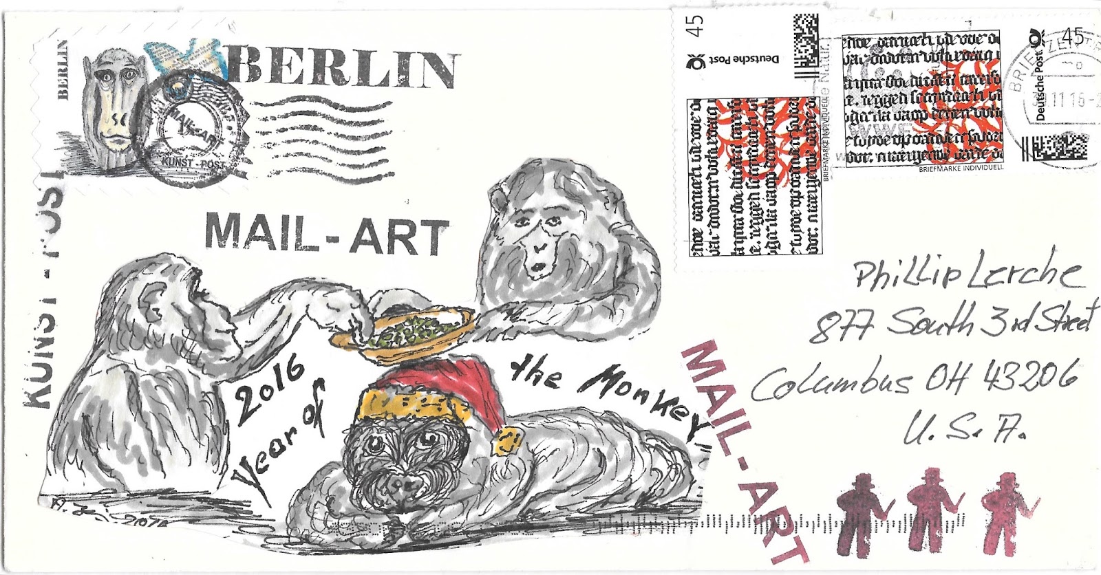 Year of the Monkey mail art: from Anita