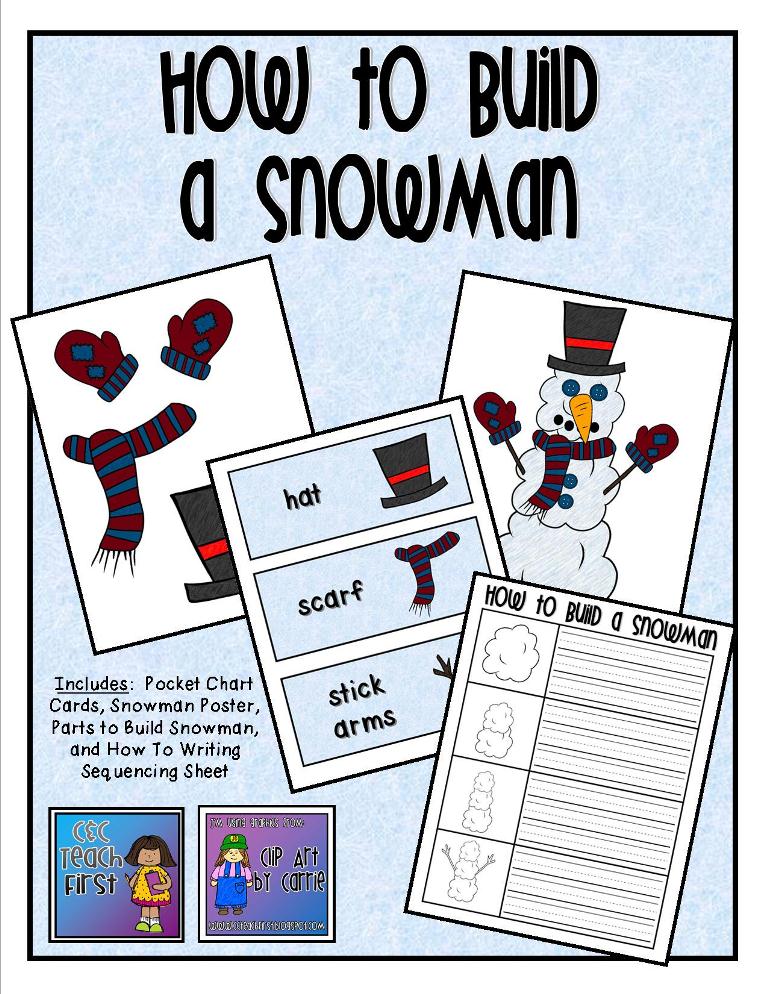 Clip Art by Carrie Teaching First: How to Build a Snowman Activitiy Set