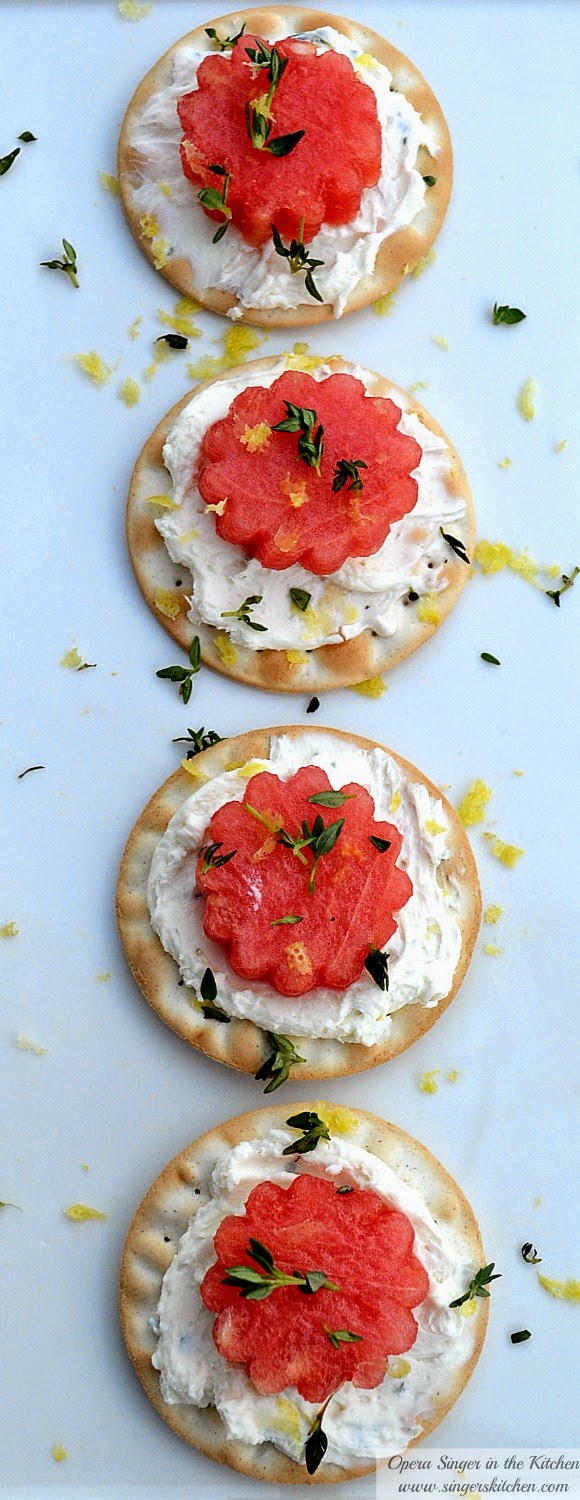 Thyme and Lemon Watermelon Canapés - Opera Singer in the Kitchen