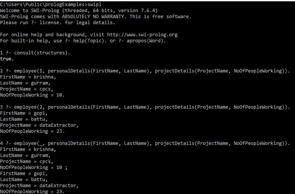Programming for beginners: Prolog: Structures