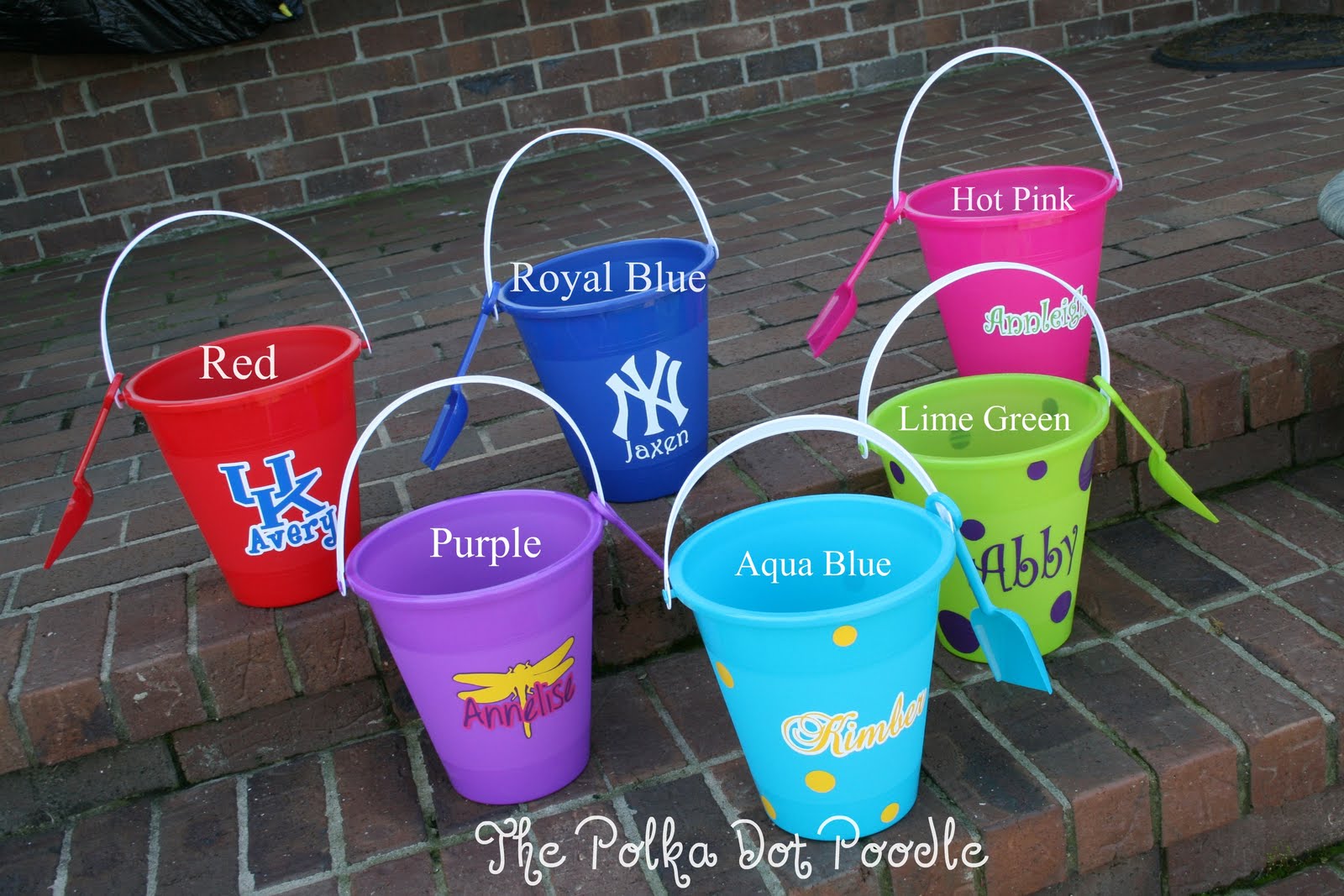 The Polka Dot Poodle: Sand Buckets June Special $10