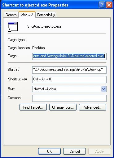 Eject CD/DVD drive in windows by keyboard shortcuts