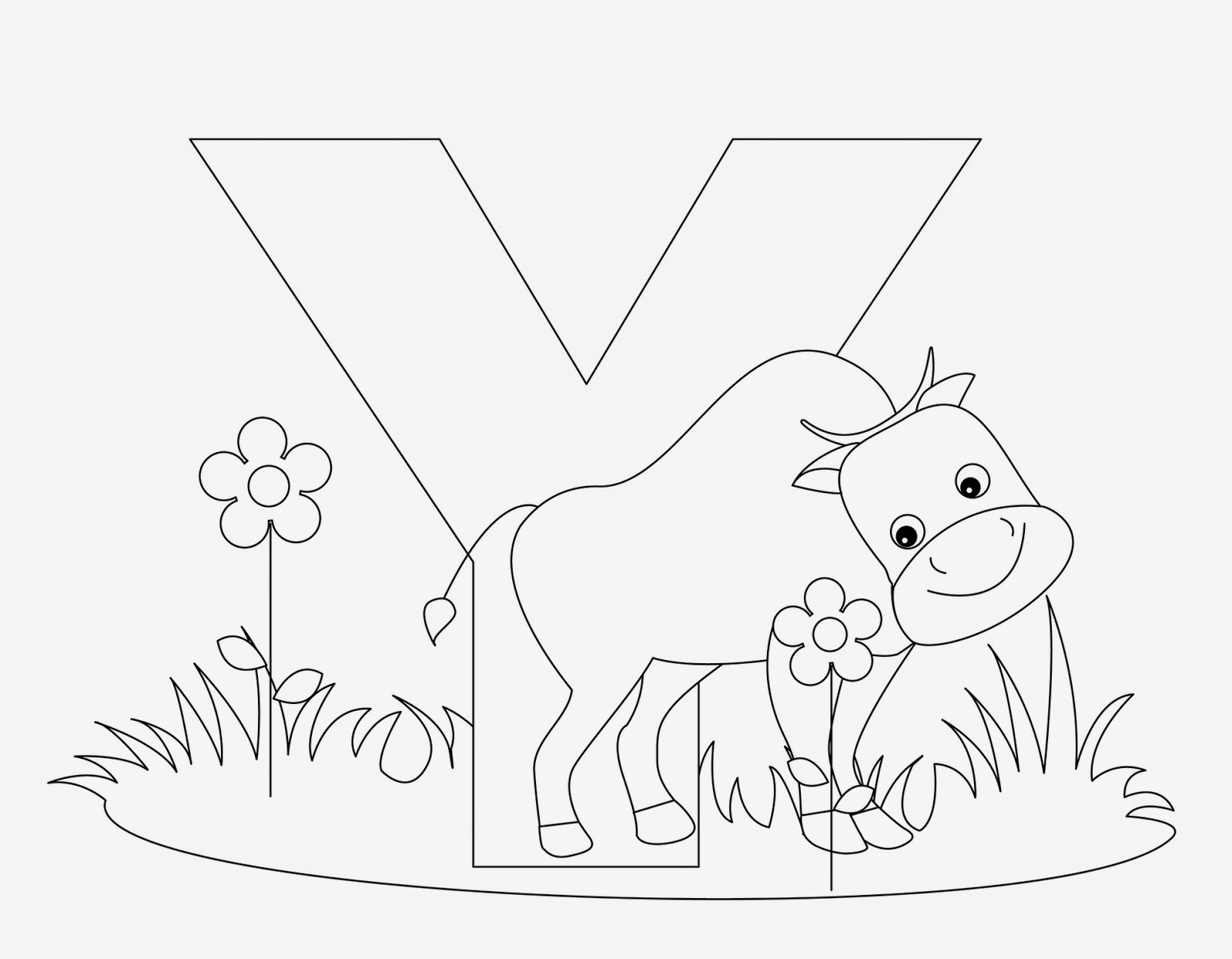 Kids Page: Y is for Yak - Animal Alphabet Letters Worksheet