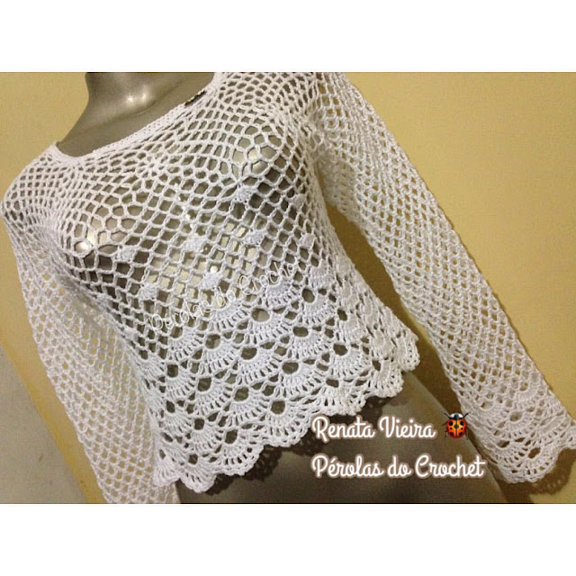 Renata Vieira Pérolas do Crochet: Cropped e croche com receita e gráficos