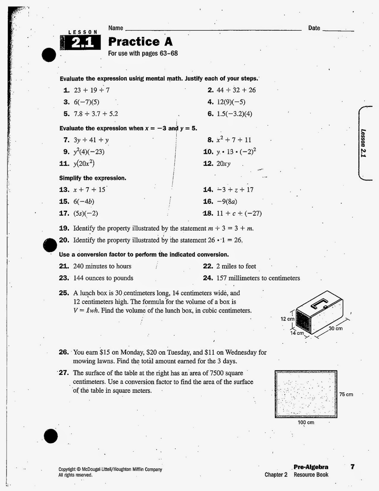 Heidemann 8th Grade Math: Pre Algebra Notes and HW for 9/22