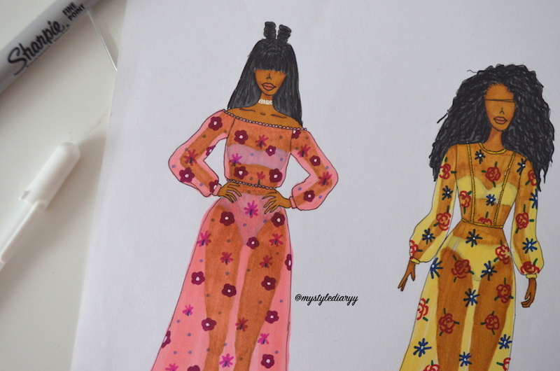 FASHION DRAWING SHEER FLORAL MAXI DRESSES | Mystylediaryy