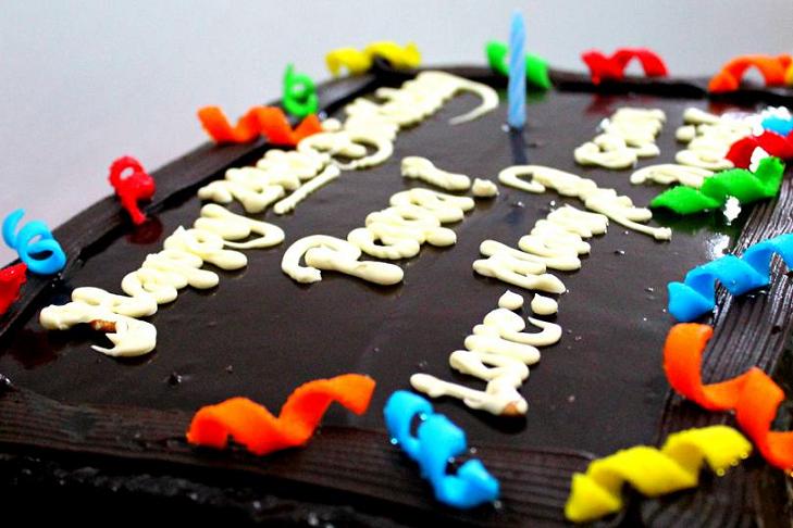 Charming Cake: Red Ribbon Chocolate Dedication Cake