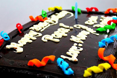 Charming Cake: Red Ribbon Chocolate Dedication Cake