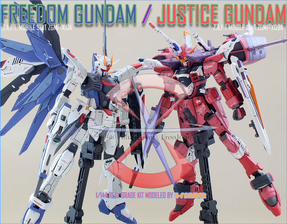 GUNDAM GUY: RG 1/144 Freedom Gundam + Justice Gundam - Customized Build