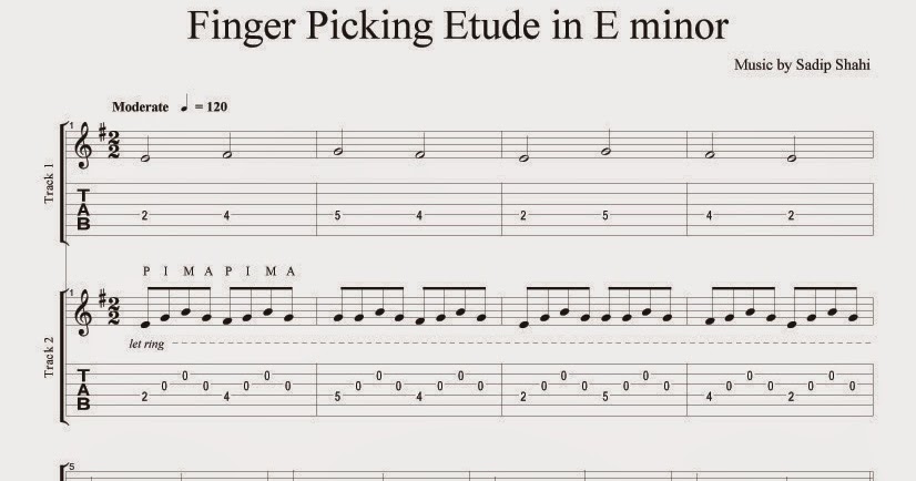 tubescore: Finger Picking Guitar Tecnique Tablature Sheets Music for ...