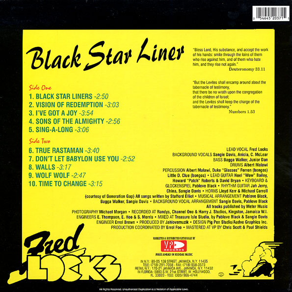 Rasta Reggae Music: Fred Locks - Black Star Liner