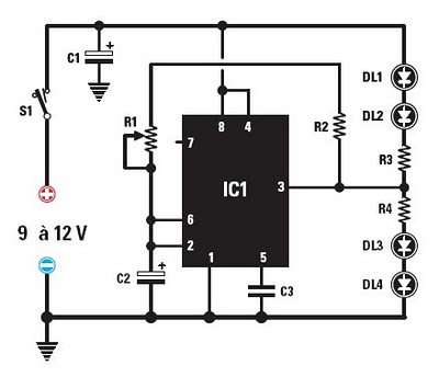Clignoteur de led double a ci ne 555 - week project