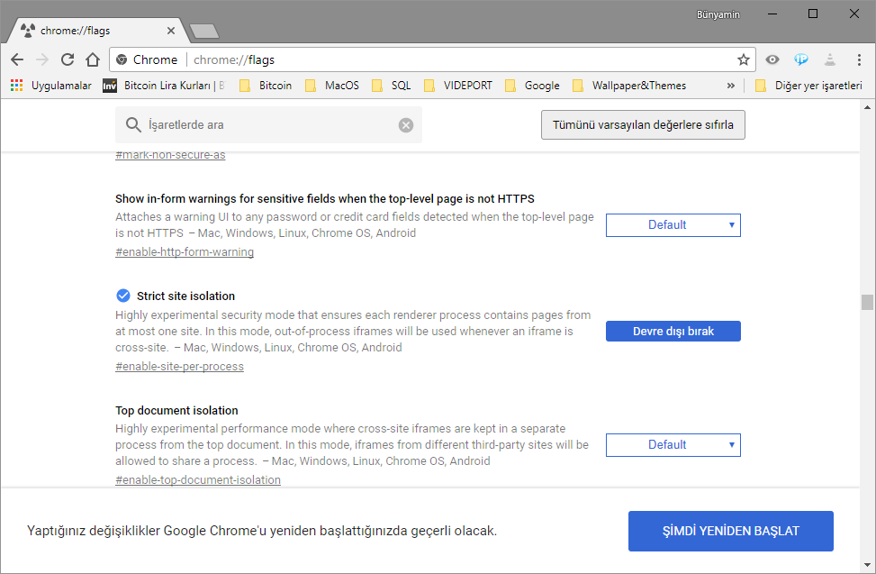 Chrome'un Site izolasyonu güvenlik özelliği nasıl etkinleştirilir?