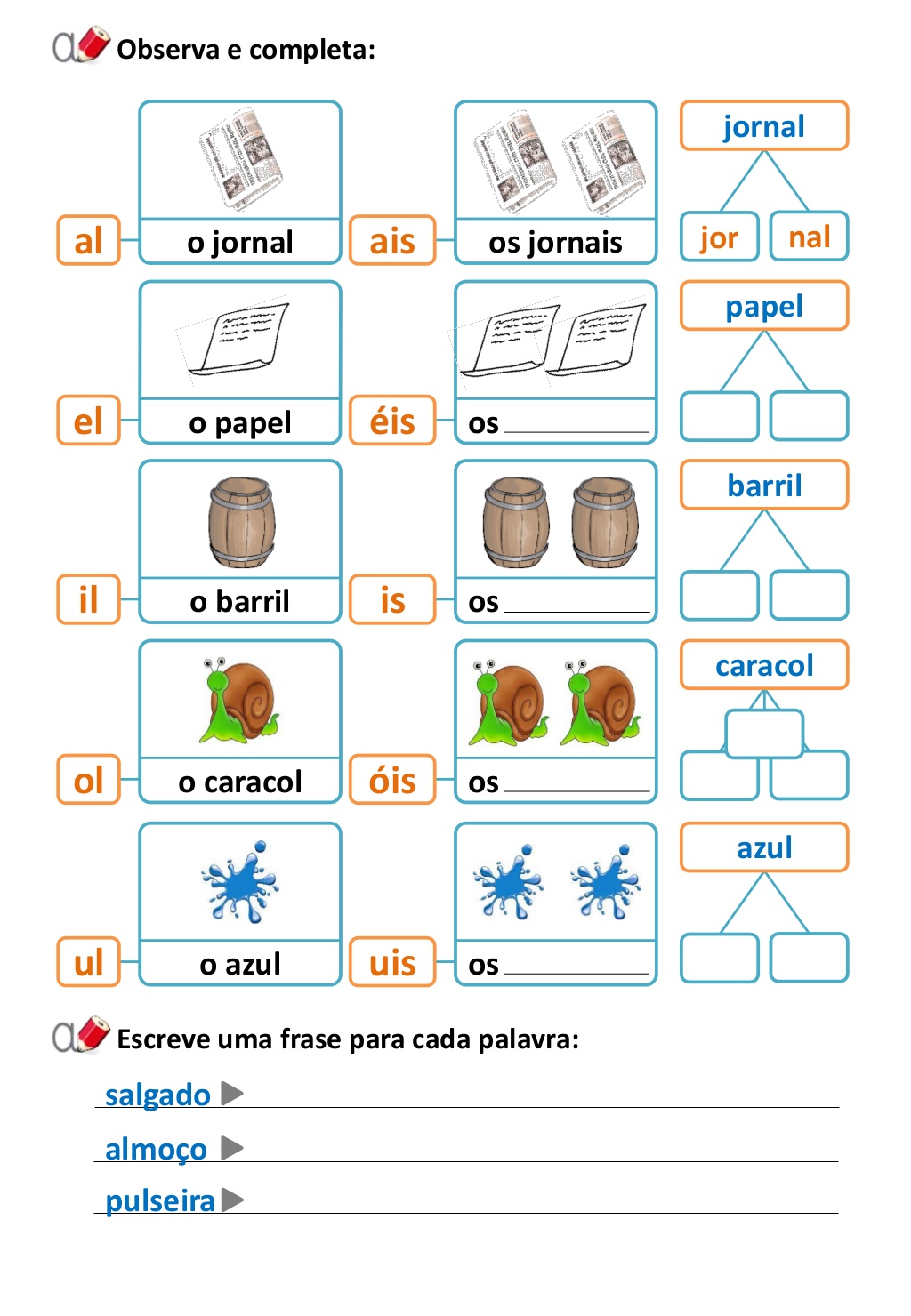 PALAVRAS COM AL EL IL OL UL ATIVIDADES.