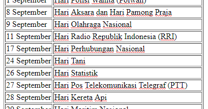 HARI PENTING NASIONAL DI BULAN SEPTEMBER - CGTREND