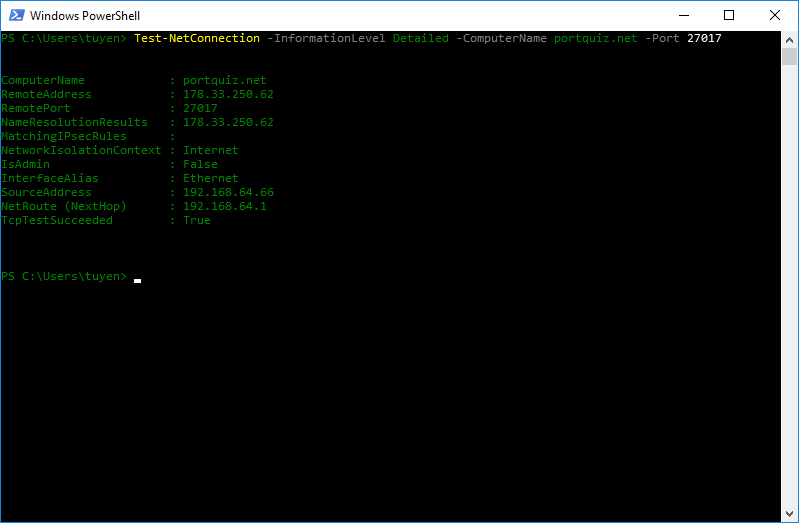 Powershell Test Netconnection
