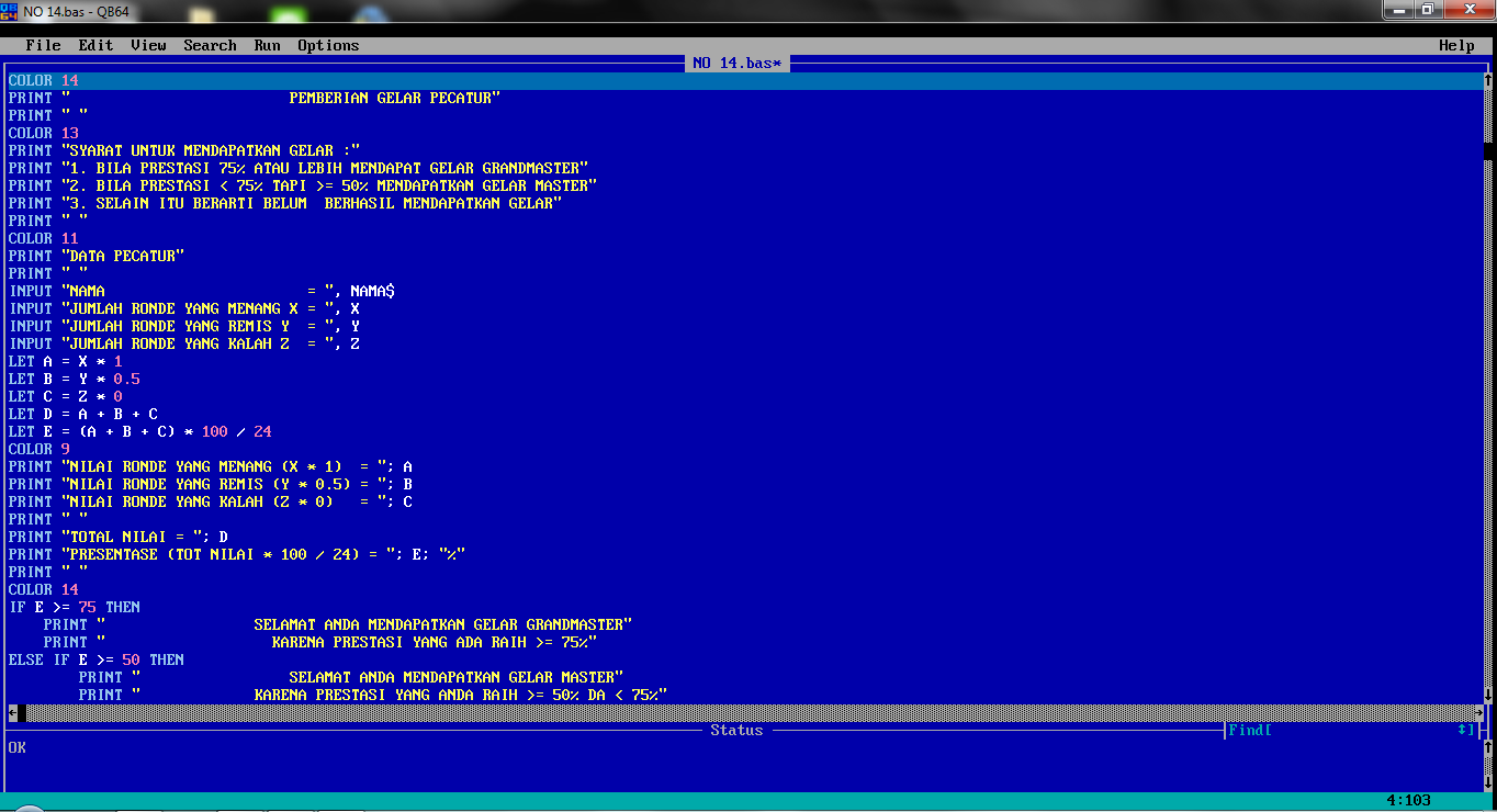 Membuat Program Menggunakan Qbasic