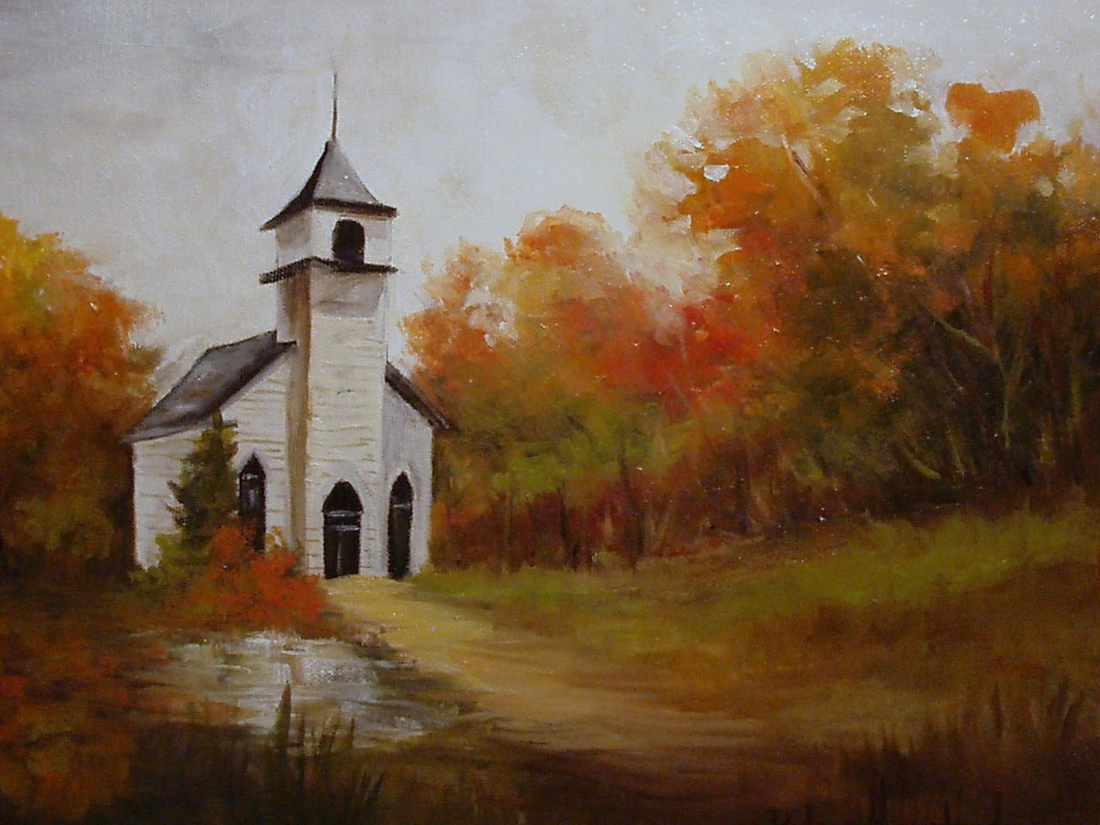 Contemporary Artists of Texas: Church in the Autumn landscape | Barbara ...