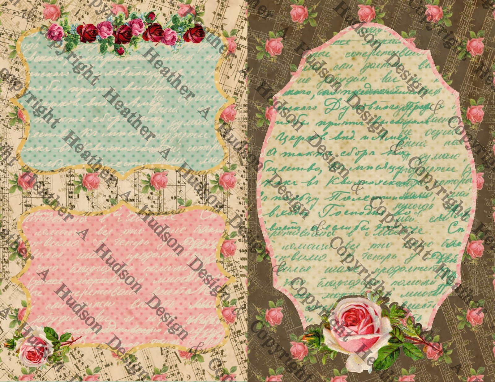 Heather A Hudson: Vintage Rose Journal Pages Printable