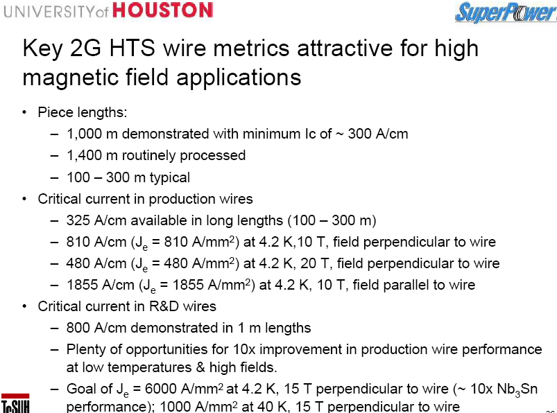 2G HTS Wire for High Magnetic Field Applications | NextBigFuture.com