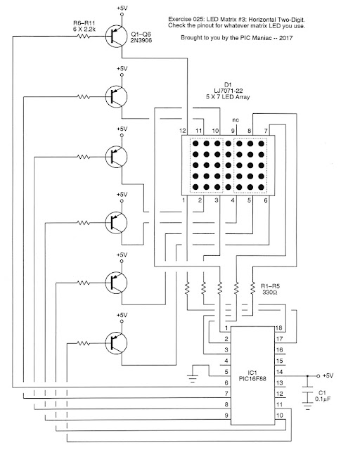 PIC Projects in Pascal: LED Matrix -- Horizontal, Two-Digit Display