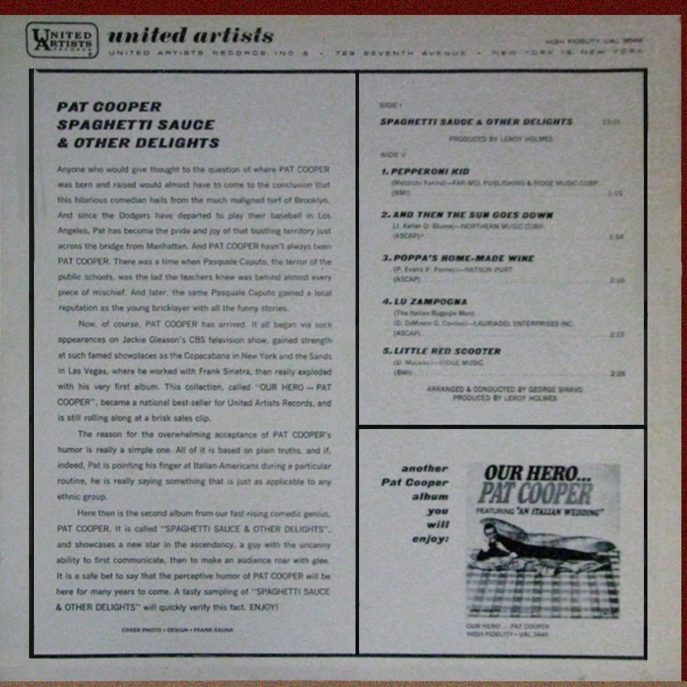 Vintage Stand-up Comedy: Pat Cooper - Spaghetti Sauce And Other ...