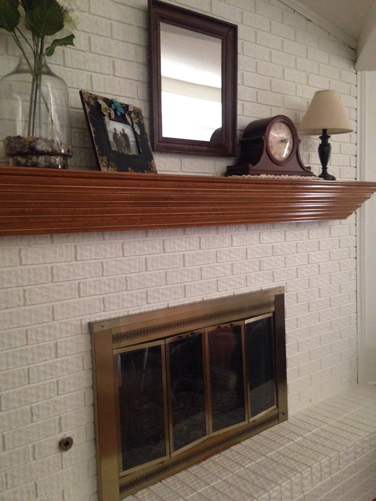 Blue Jeans and Turquoise: 1980's Brick Fireplace Makeover