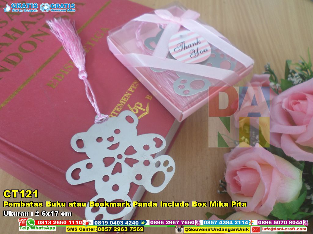 Pembatas Buku Atau Bookmark Panda Include Box Mika Pita | Souvenir ...