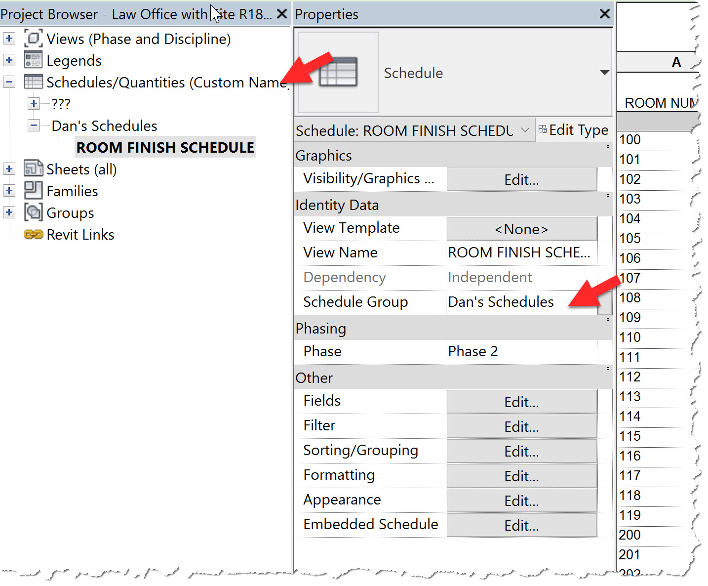 BIM Chapters: Browser Organization for Schedules in Revit 2018.1