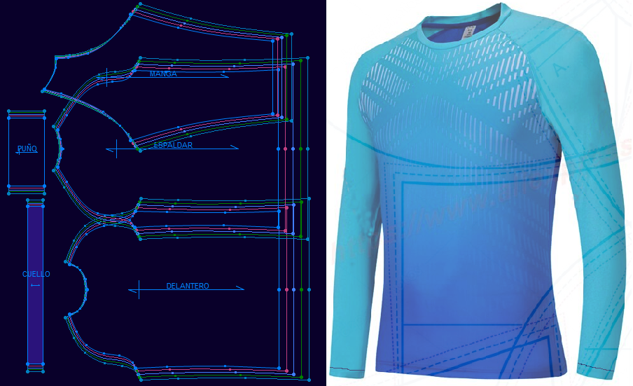Moldes patrones manga larga raglan camisetas de fútbol