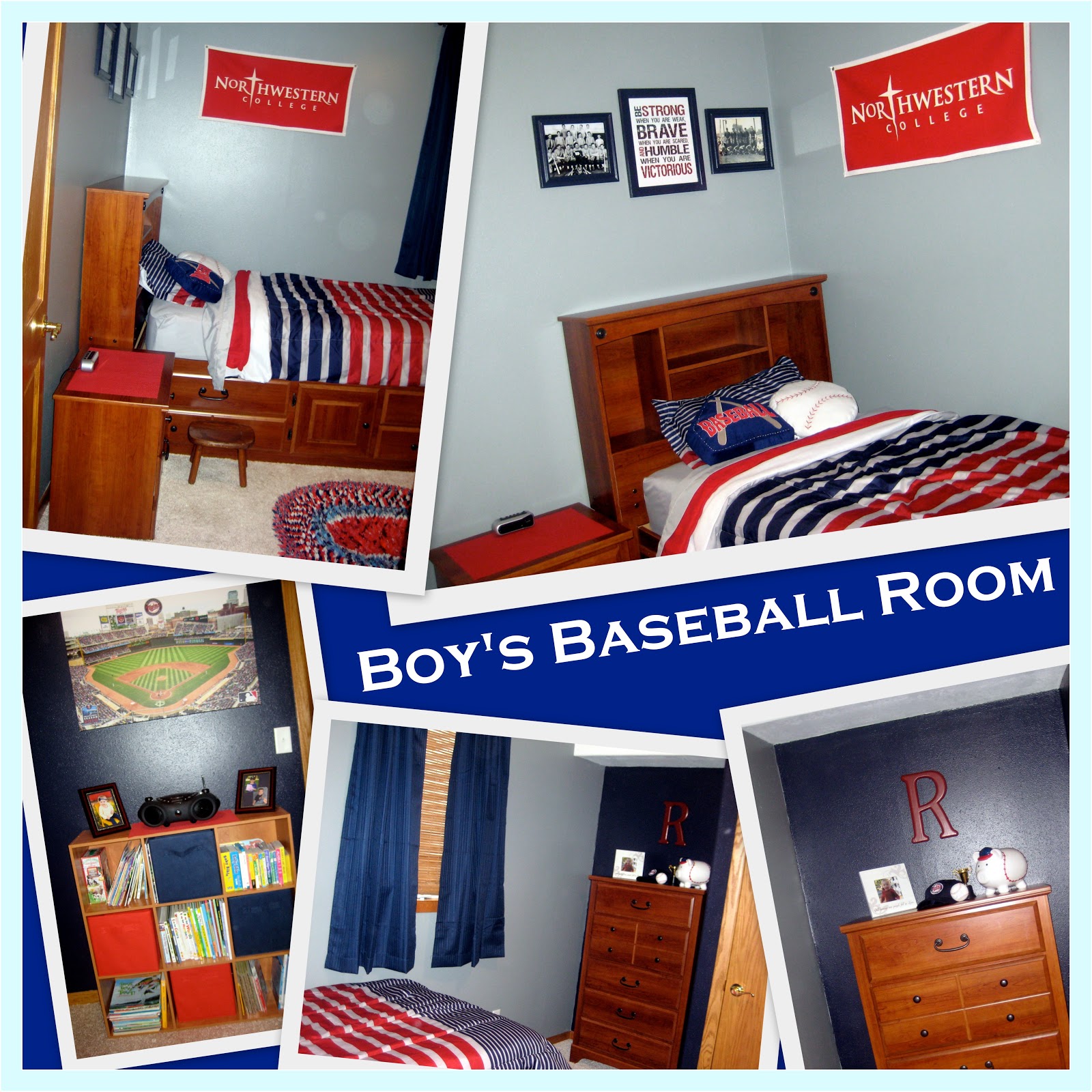 COBO: Boy's Baseball Room: Navy/Red/Gray