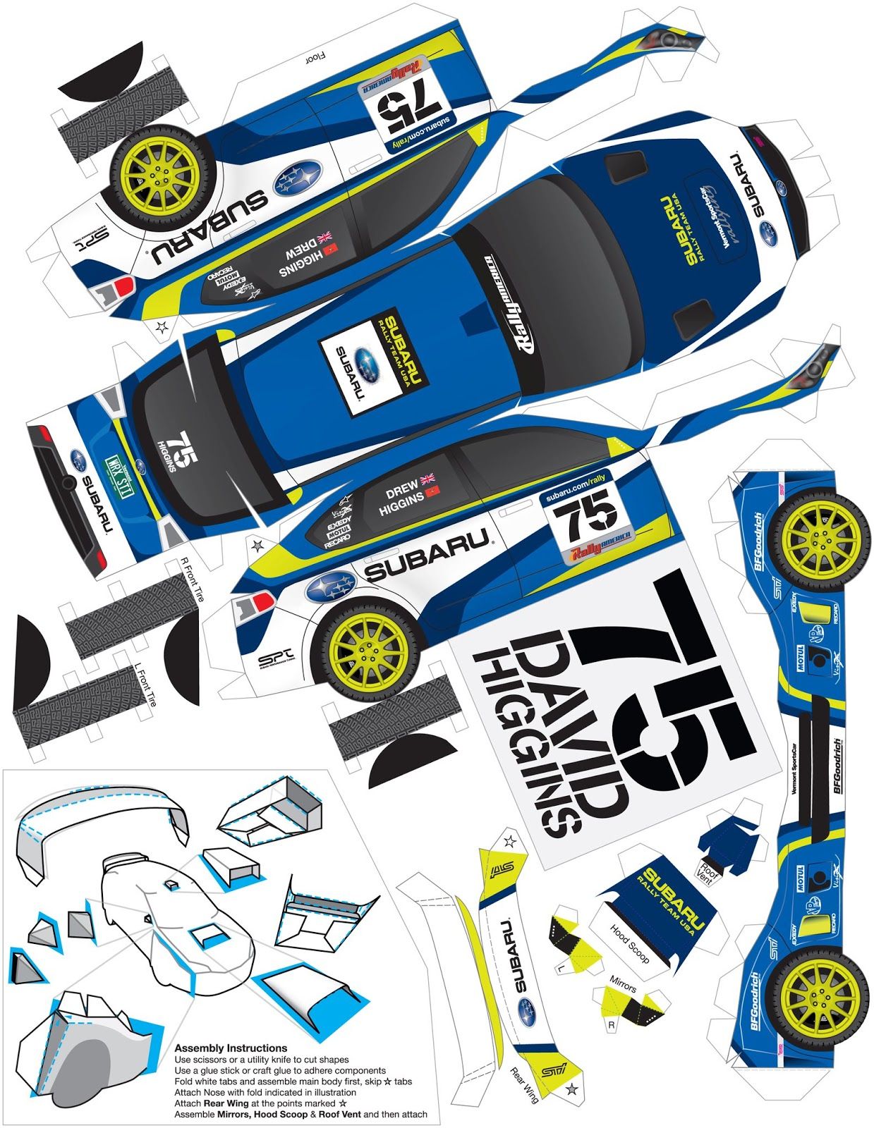 SP. Papel Modelismo: PaperCraft Subaru Impreza WRC 2008 - 75 David Higgins