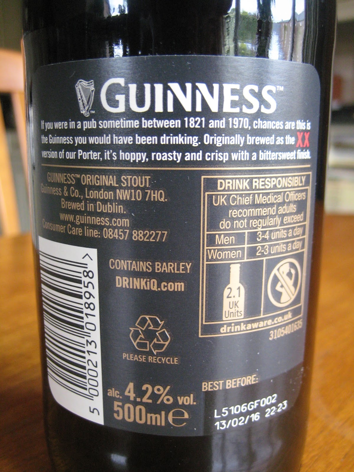 Guinness Beer Bottle Label