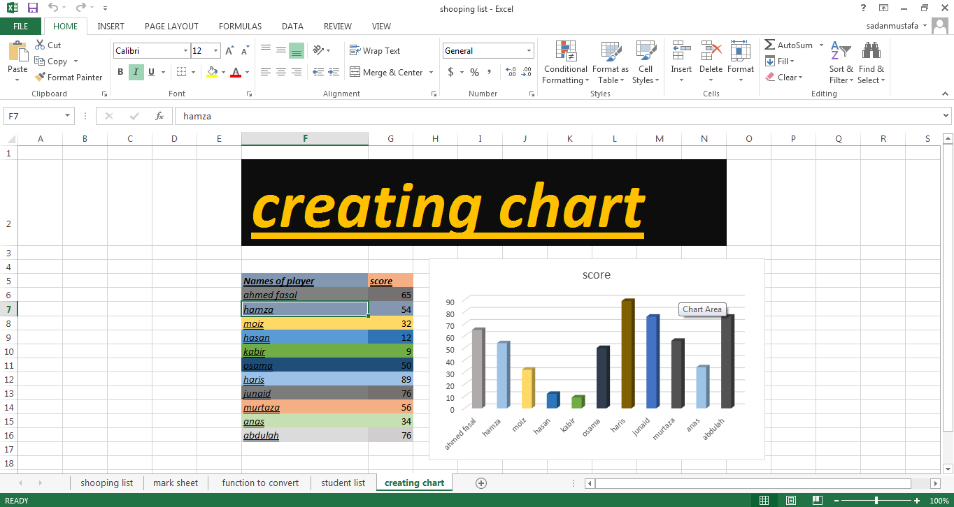 ICT Corner by BTSC: MS Excel - Student Projects