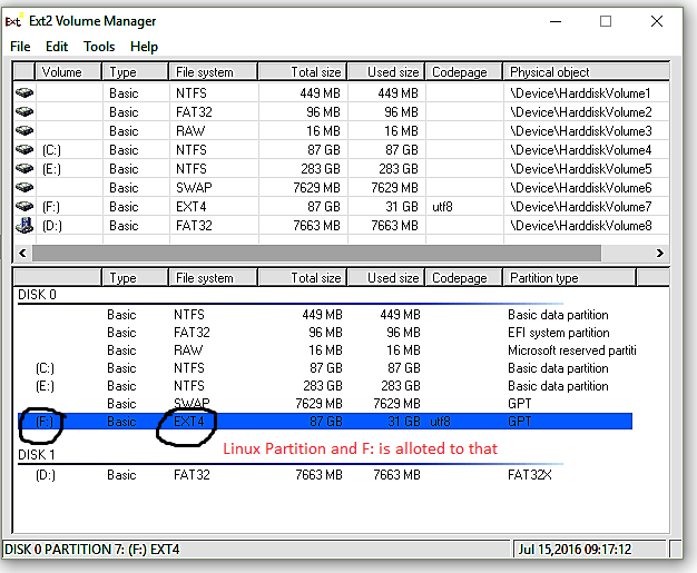 How to access ext2, ext3 and ext4 filesystems in windows 10