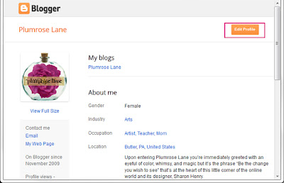 Plumrose Lane Tutorials: How to: Set up Your Blogger Profile
