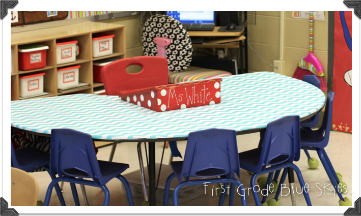 Monday Made It! Chevron Covered Table! : Blue Skies with Jennifer White